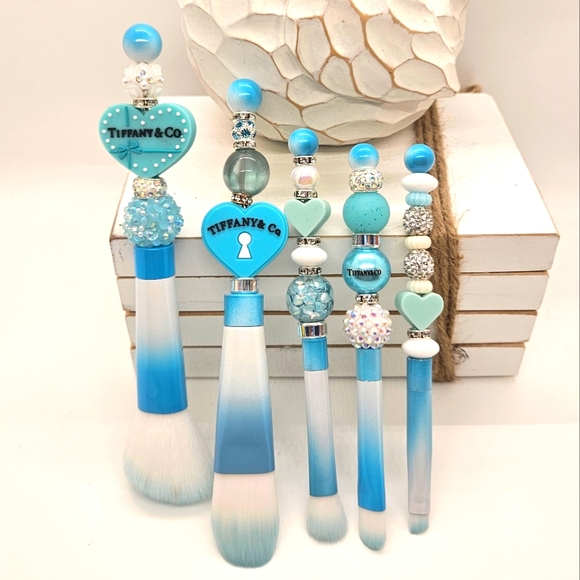 Accessories | New Fancy Bling Makeup Brush Set With Logo | Poshmark